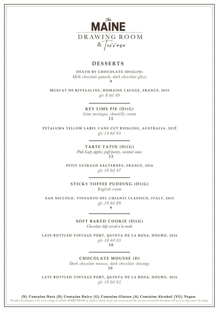 The Maine Mayfair | Best Desserts Menu London